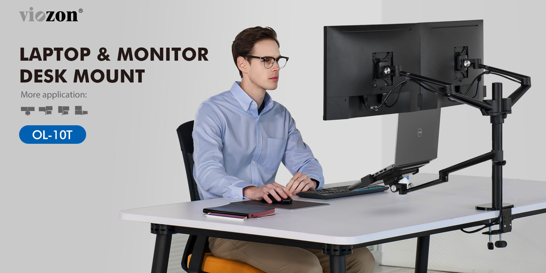 Viozon Monitor and Laptop Mount, 3-in-1 Adjustable Triple Monitor Arm ...